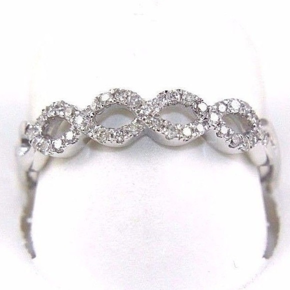 Jewelry | Diamond Weave Pave Ladys Ring Band 14k Wg 25ct | Poshmark